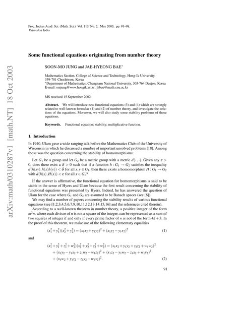 Pdf Some Functional Equations Originating From Number Theory