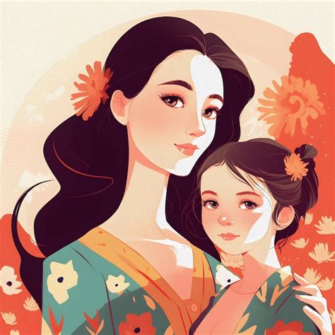 Premium Ai Image Mom And Daughter Vector