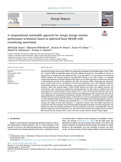 A Computational Sustainable Approach For Energy Storage Systems 2024