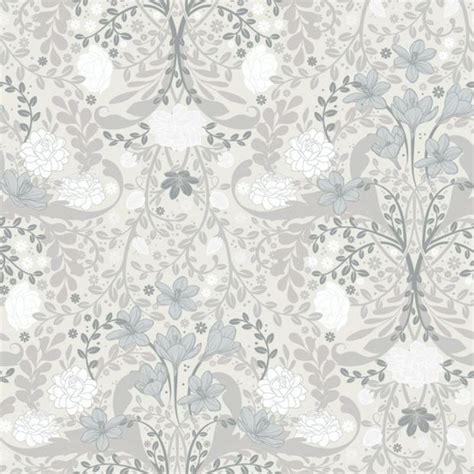 Froso Grey Monochrome Floral Wallpaper