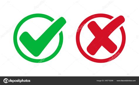 Set Check Mark And Cross Vector Illustartion Stock Vector Image By