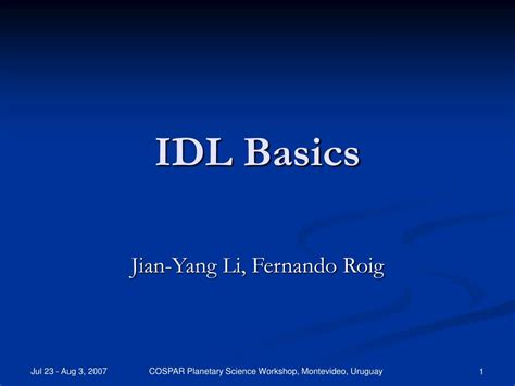 PPT IDL Basics PowerPoint Presentation Free Download ID 387224
