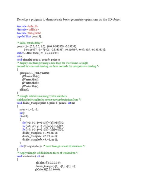 Pgm3 Basic Geometric Operations On 3d Object Pdf Computer