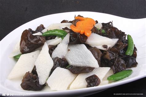 木耳炒山药摄影图 传统美食 餐饮美食 摄影图库 昵图网
