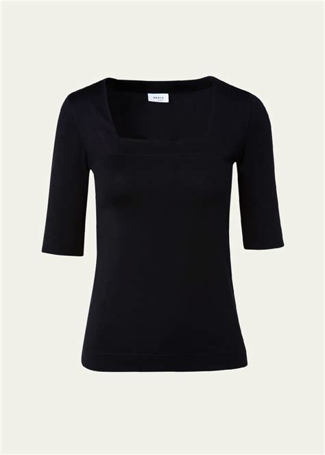 Akris Punto Square Neck Jersey Top Bergdorf Goodman