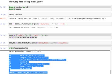 Sasdf2sas Method Call Does Not Trap Missing Libref · Issue 205 · Sassoftwaresaspy · Github