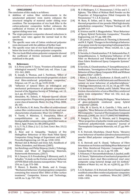 Investigation Of Wear Behavior Of Rice Husk Filled Cotton Fiber Reinforced Polyester Composites