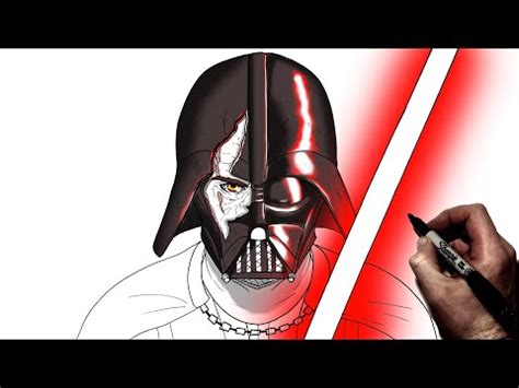 How To Draw Darth Vader Cracked Helmet Step By Step Star Wars YouTube