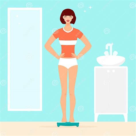 Young Slim Woman On Scale Stock Vector Illustration Of Pretty 104864571