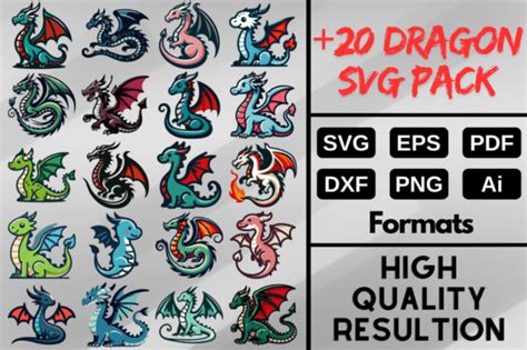 Dragon Svg Bundle Pack Mythical Png Art Graphic By Artful Assetsy