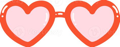 Retro Heart Shape Glasses Flat Design Groovy 70s Funky Eyewear 49999777 Png