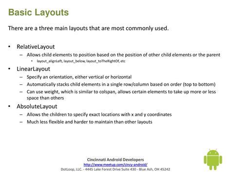 PPT Cincinnati Android Developers Meetup Basic User Interface