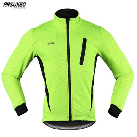 Arsuxeo 남성용 겨울 보온 플리스 사이클링 재킷 반사 자전거 의류 방풍 방수 스포츠 코트 Mtb 자전거 유니폼사이클