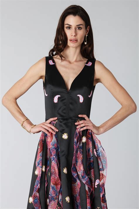 Noleggia Online Black Silk Dress With Brocade Print By Tube Gallery