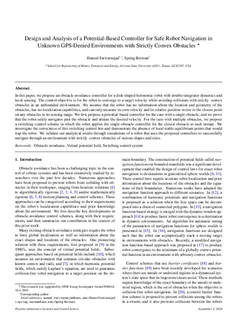 Pdf Design And Analysis Of A Potential Based Controller For Safe
