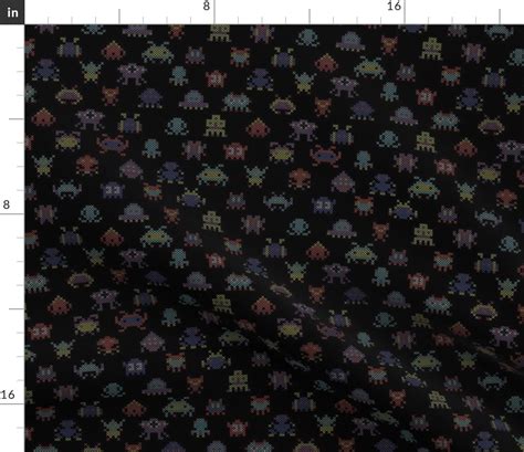 Cross Stitch Space Invaders Fabric Spoonflower