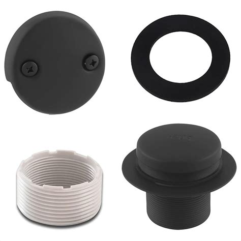 Black Tub Drain Kit With Overflow Tip Toe Bath And Two Hole Overflow