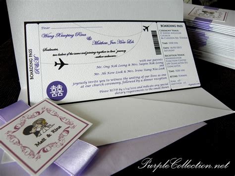 Wedding Boarding Pass Card Aeroplane Theme