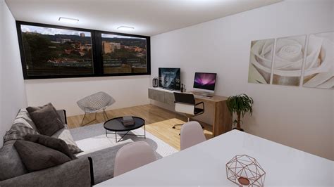 현대 부엌과 Tv 세트 오크 콘크리트 장식 3d 모델 6 Skp 3ds Unknown Fbx Obj Free3d