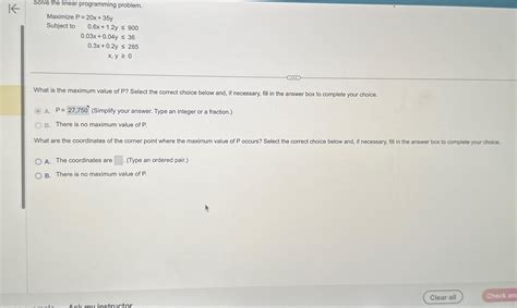 Solved Solve The Linear Programming Problem ﻿maximize
