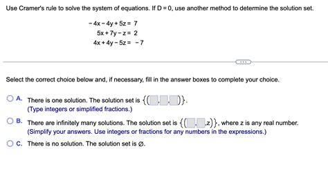 Solved Use Cramer S Rule To Solve The System Of Equations Chegg