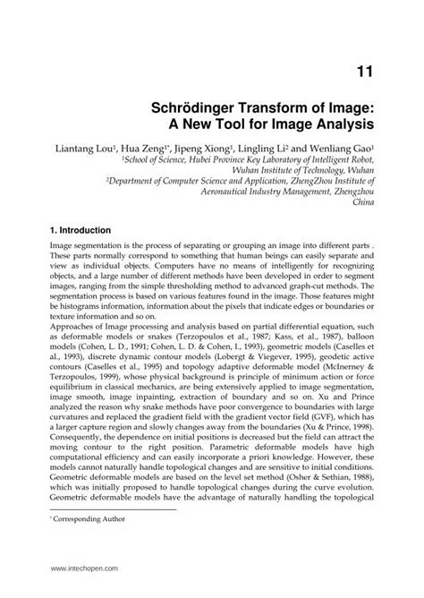 (PDF) Schr¶dinger Transform of Image: A New Tool for Image Analysis ...