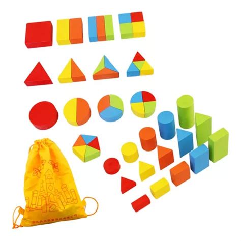 Wooden Geometric Solids 3d Shape Blocks For Classroom Mercadolibre