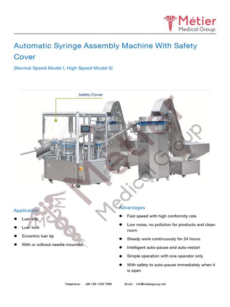 Automatic Syringe Assembly Machine With Safety Cover Pdf