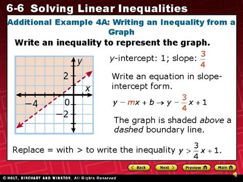 Solving Linear Inequalities A Linear Inequality