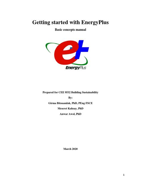 Getting Started With Energyplus Basic Concepts Manual Pdf