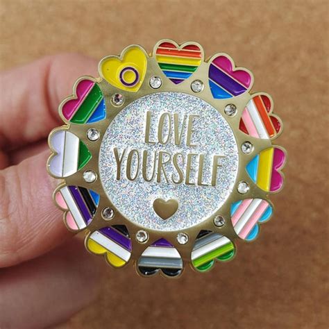 Love Yourself Rainbow Enamel Pins Heart Pride Brooch Metal Badge Lgbt