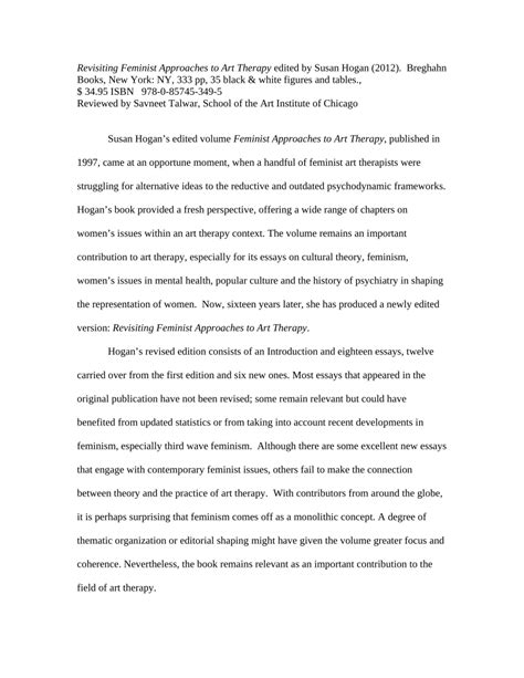 Pdf Revisiting Feminist Approaches To Art Therapy