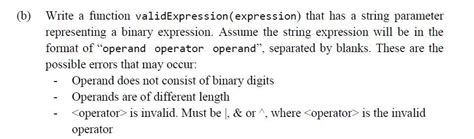 Solved B Write A Function ValidExpression Expression That Chegg Com