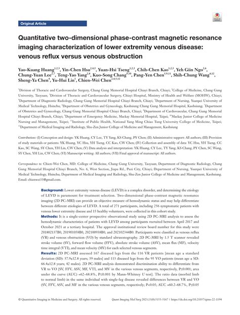 Pdf Quantitative Two Dimensional Phase Contrast Magnetic Resonance