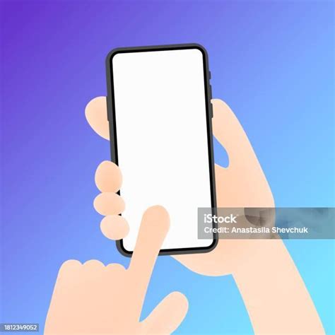 전화기 화면 템플릿입니다 플랫 손에 전화 전화 화면 모형 빈 화면 템플릿 벡터 일러스트 레이 션 Brand Name Smart
