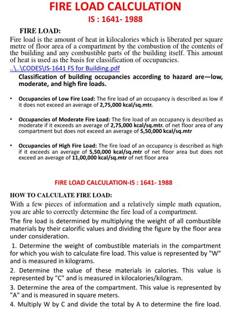 Fire Load Calculation Pdf Calorie Physics