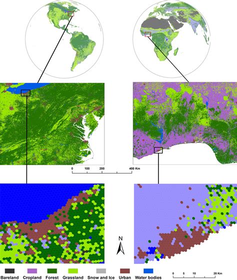 global land use data for year 2015 resampled into dggs framework where
