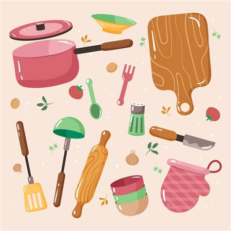 Free Vector Hand Drawn Kitchen Element Set
