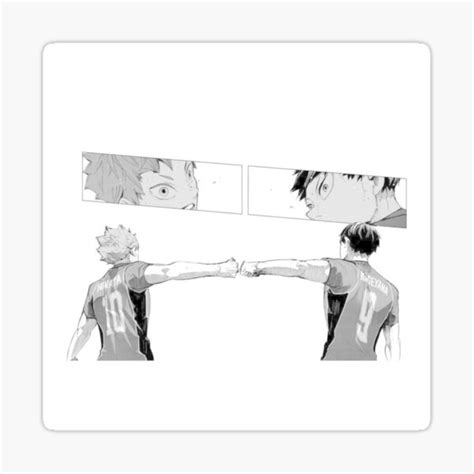 Kagehina Hinata Kageyama Monochrome Art Manga Panel Sticker
