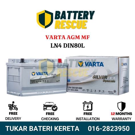 Installation Available Din80l Din80 Ln4 Omy Agm Car Battery Bateri