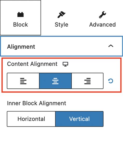 Aligning Block Content Stackable