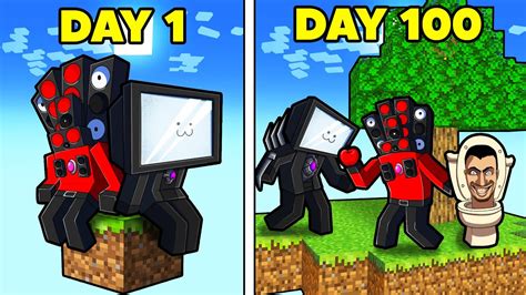 100 Days Skyblock As Skibidi Toilets Minecraft Youtube