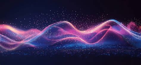 Colorful Abstract Waves With Glowing Particles Creating A Mesmerizing Visual Effect In Dark