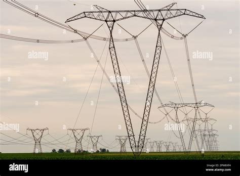 Electricity Pylons Transmission Towers Hydro Towers Running Through