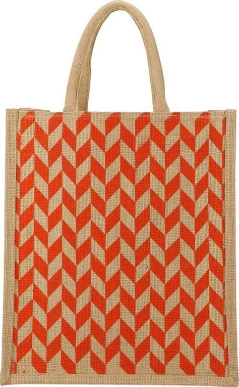 Buy Blackboxes Classy Style Jute Print Lunch Bag Orange Online At