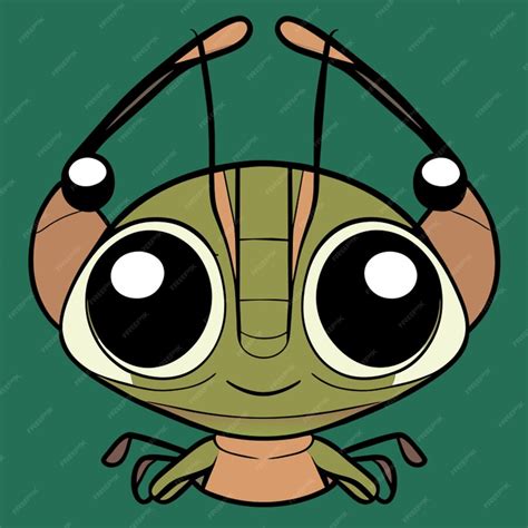 A Cute Grasshopper Chibi Style Vintage Colors Solid Background Vector Illustration Cartoon