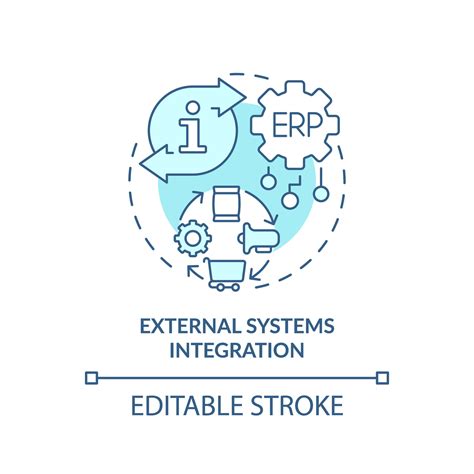Editable External Systems Integration Blue Icon Concept Isolated Vector Enterprise Resource