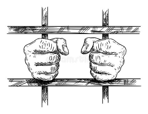 Dibujo Artístico Vectorial De Las Manos Del Prisionero En Celda De
