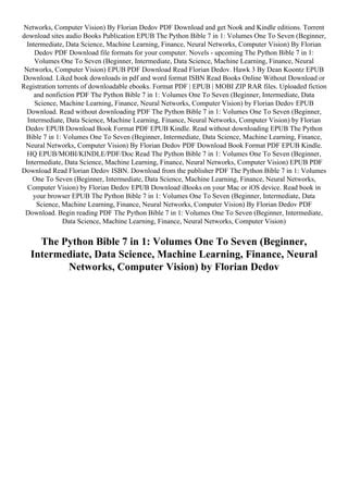 Pdf Freethe Python Bible In Volumes One To Seven Beginner Pdf Technology Computing
