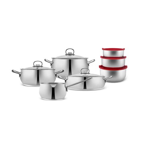 Karaca Stainless Steel Cookware Set Storage Pot 13 Pieces Karaca